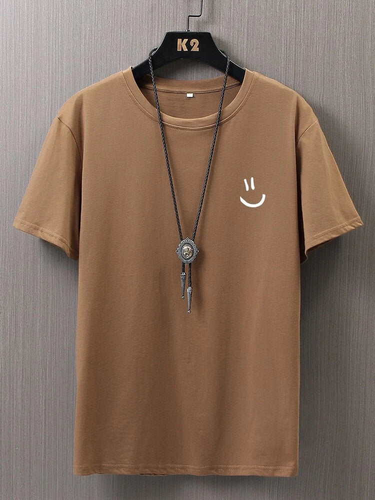 Mens Cotton Sticker Printed T-Shirt TTMPS4 - Brown – Tee Tall