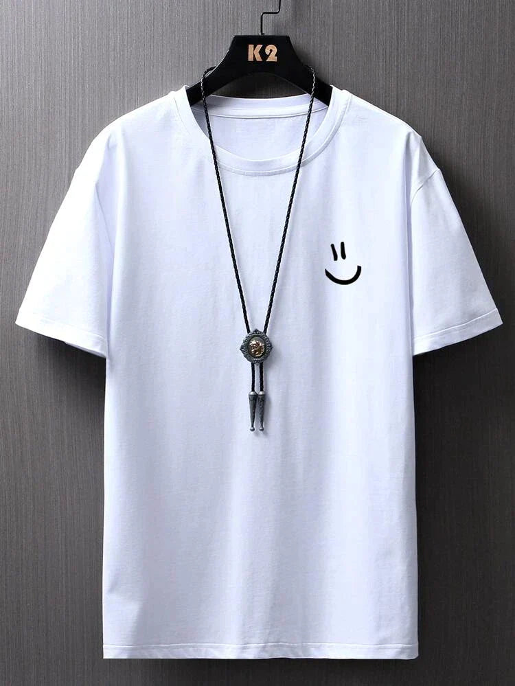 Mens Cotton Sticker Printed T-Shirt TTMPS4 - White – Tee Tall