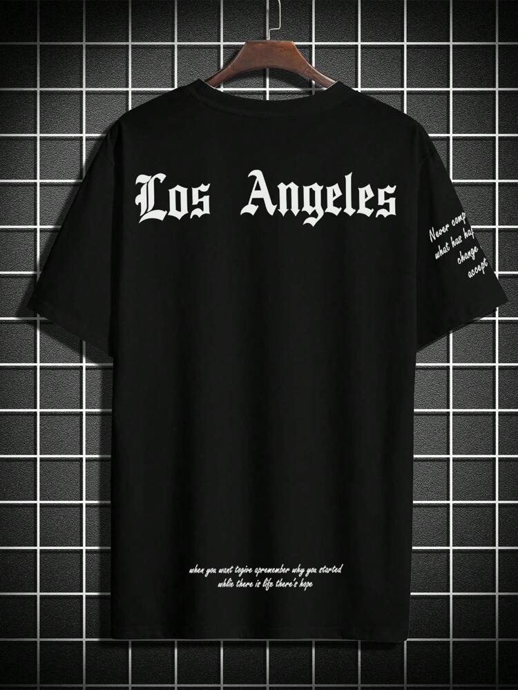 Mens Cotton Sticker Printed T-Shirt TTMPS58 - Black – Tee Tall